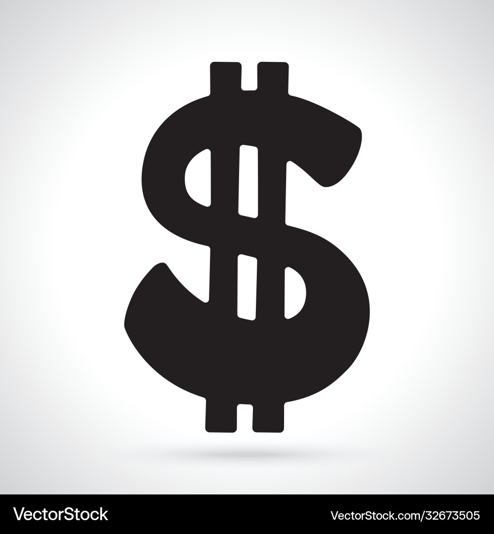 Silhouette dollar sign with two vertical lines Vector Image
