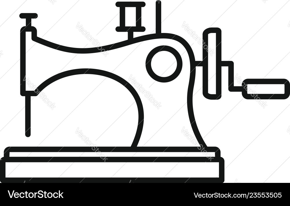 Vintage sew machine icon outline style Royalty Free Vector