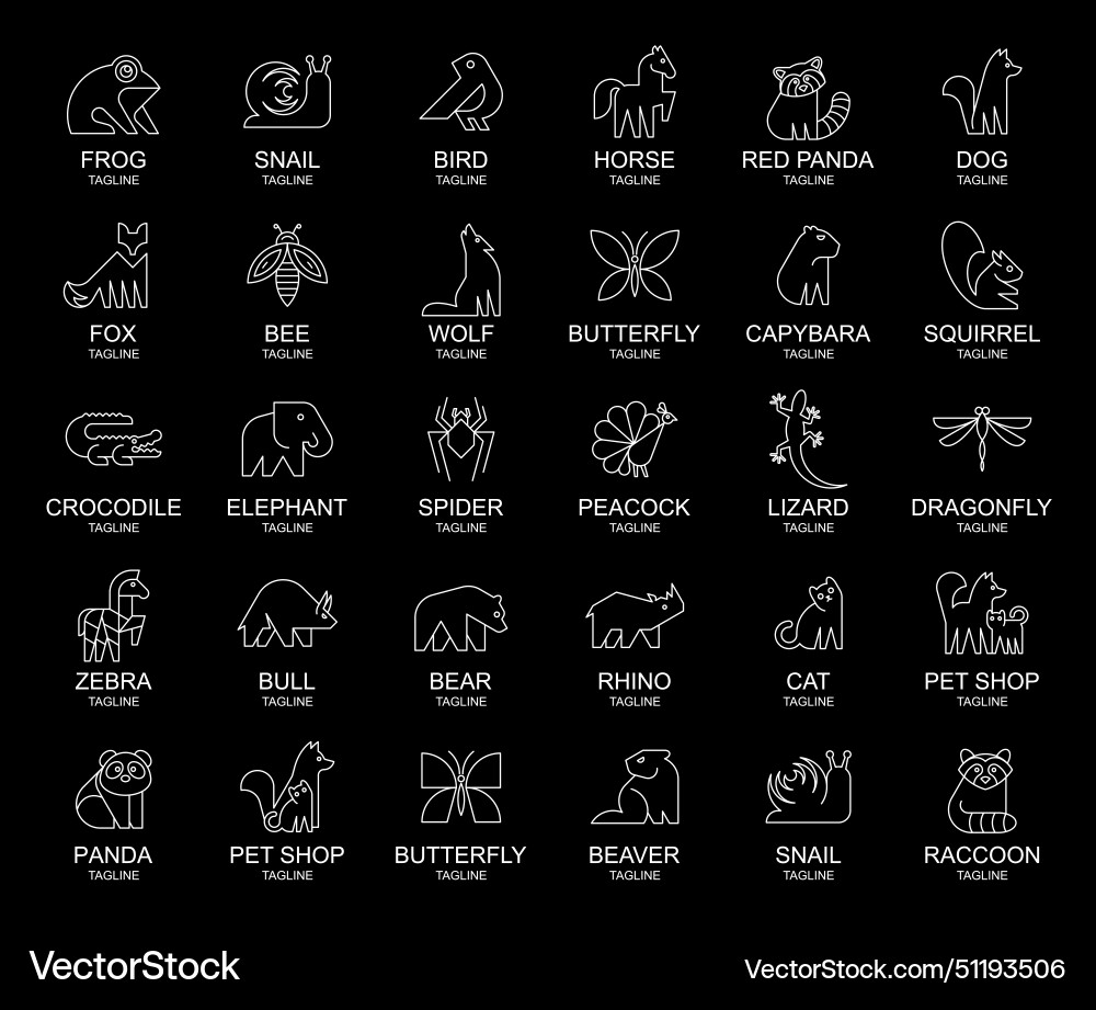 Animals logos collection Royalty Free Vector Image