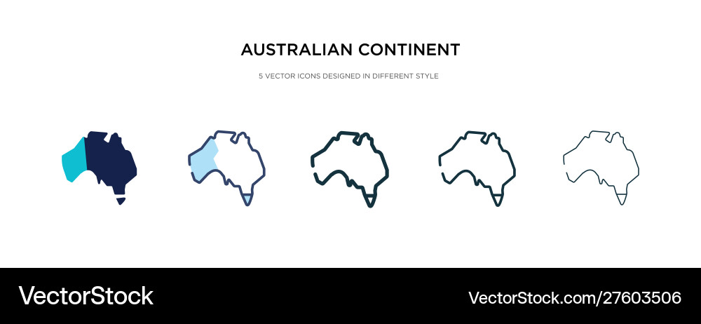 Australia Continent Icons - Diverse Styles Vector Image