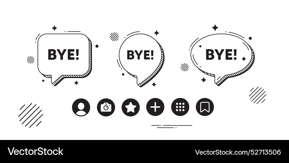 Bye tag leaving or farewell message speech Vector Image