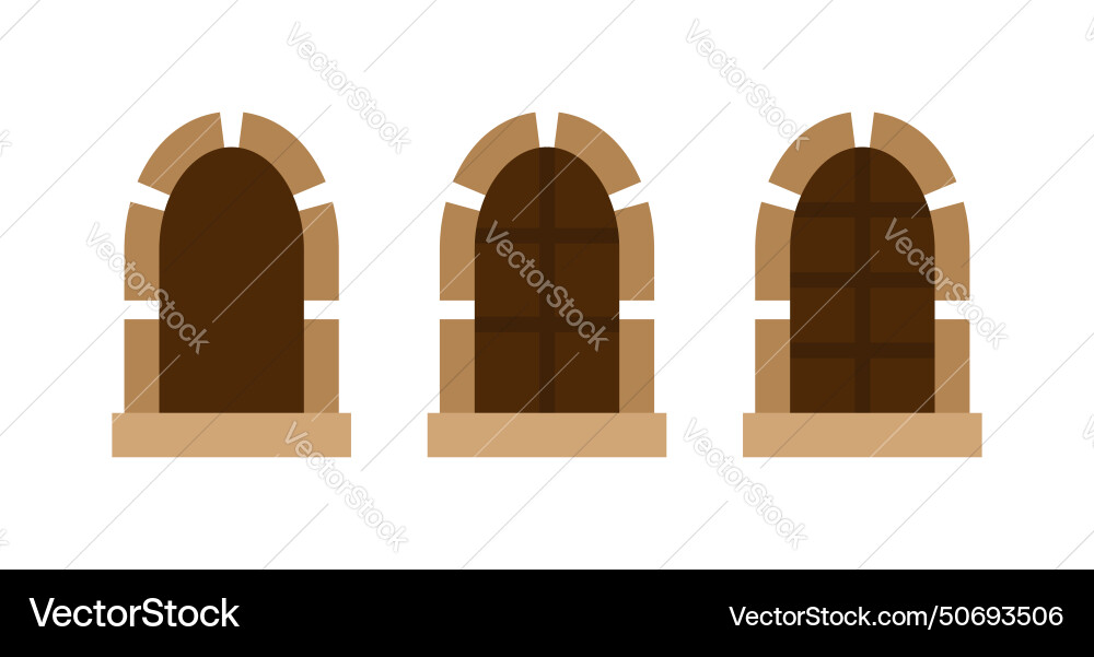 Castle window in cartoon simple style Royalty Free Vector