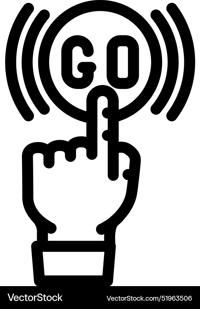 Click and go app label product caution line icon Vector Image