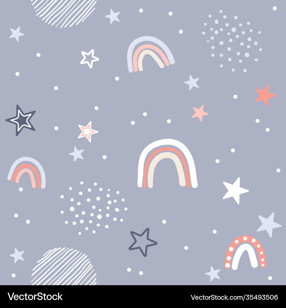 Cute Rainbow Star Pattern Royalty Free Vector Image