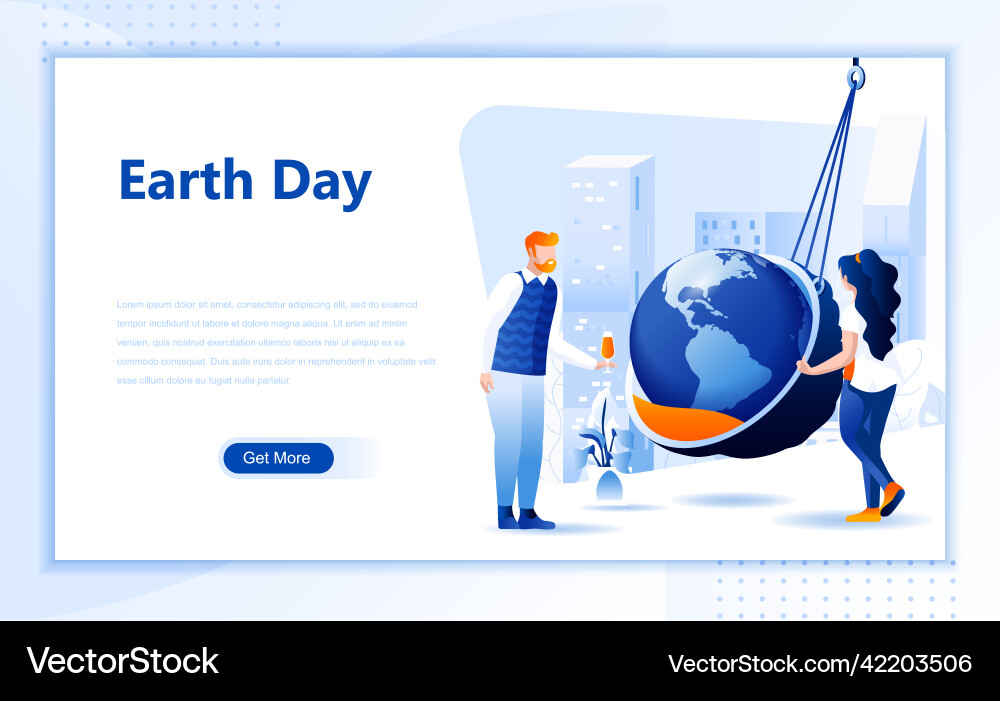 Earth day flat web page design template Royalty Free Vector