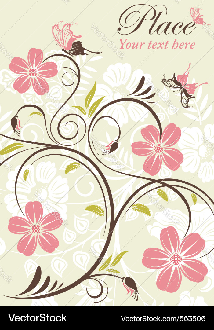 Flower frame with butterfly Royalty Free Vector Image