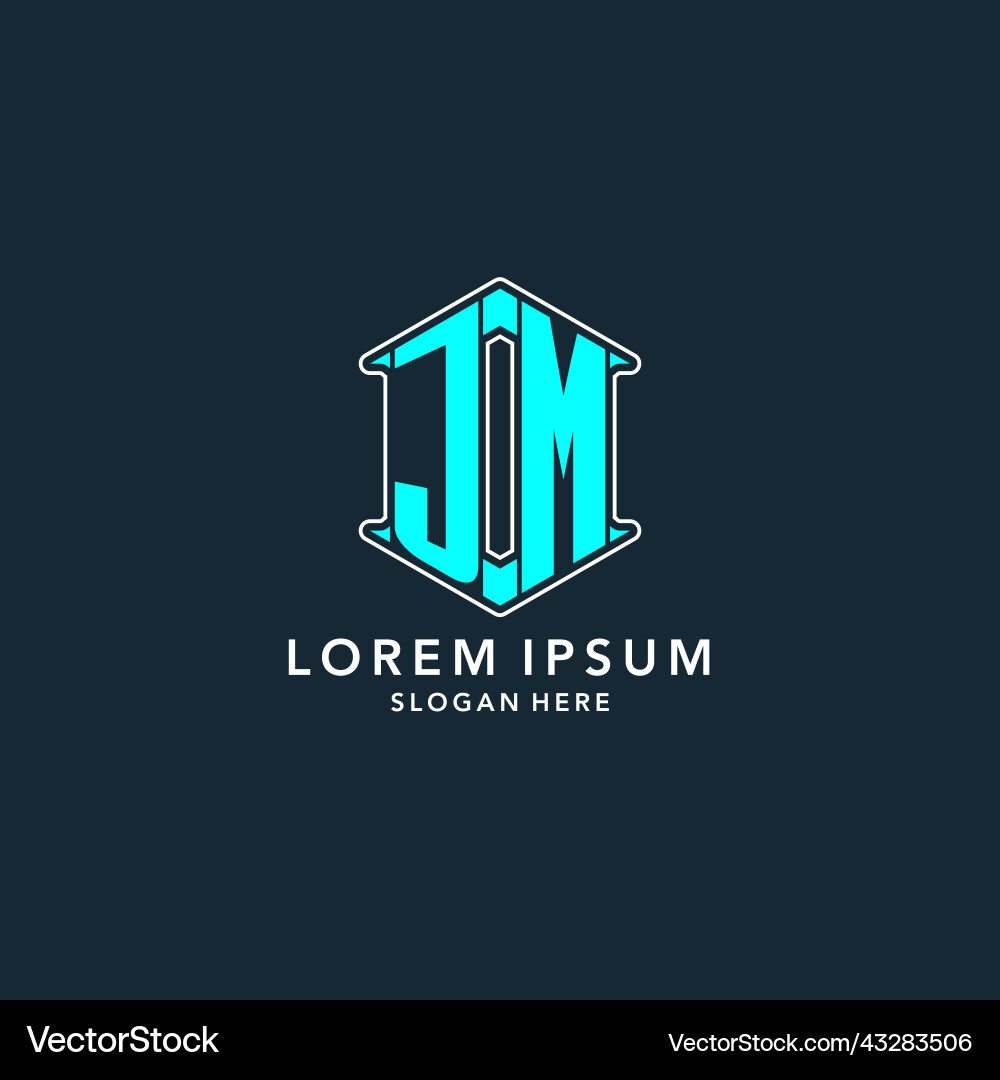 Letter jm logo with hexagon shape geometric style Vector Image