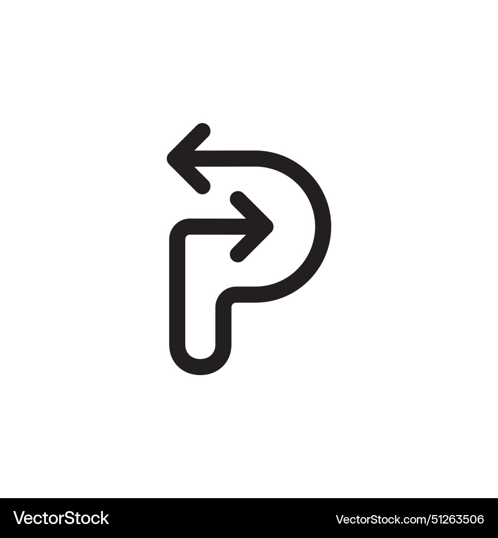 Letter p directions arrows logo Royalty Free Vector Image