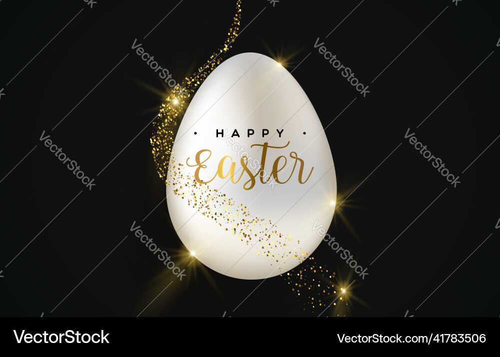 Luxury Gold Glitter Easter Egg Card Royalty Free Vector