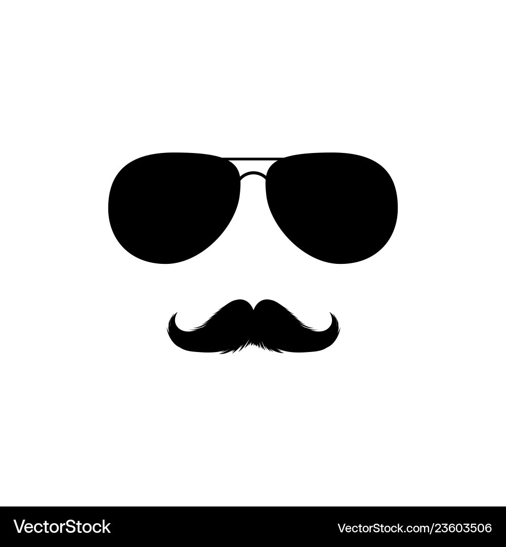 Moustaches and sunglasses clipart black isolated Vector Image