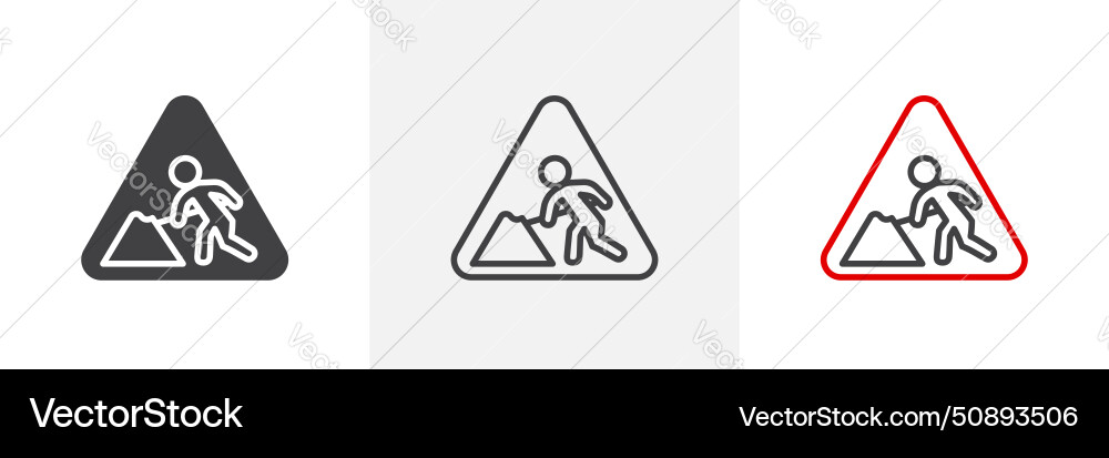 Under construction sign icon set notification Vector Image