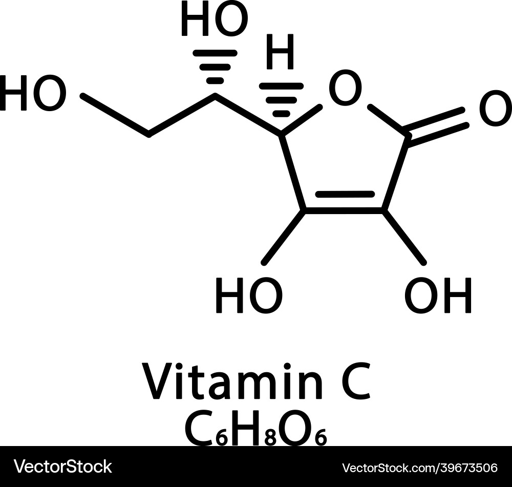 Vitamin c ascorbic acid molecular structure Vector Image