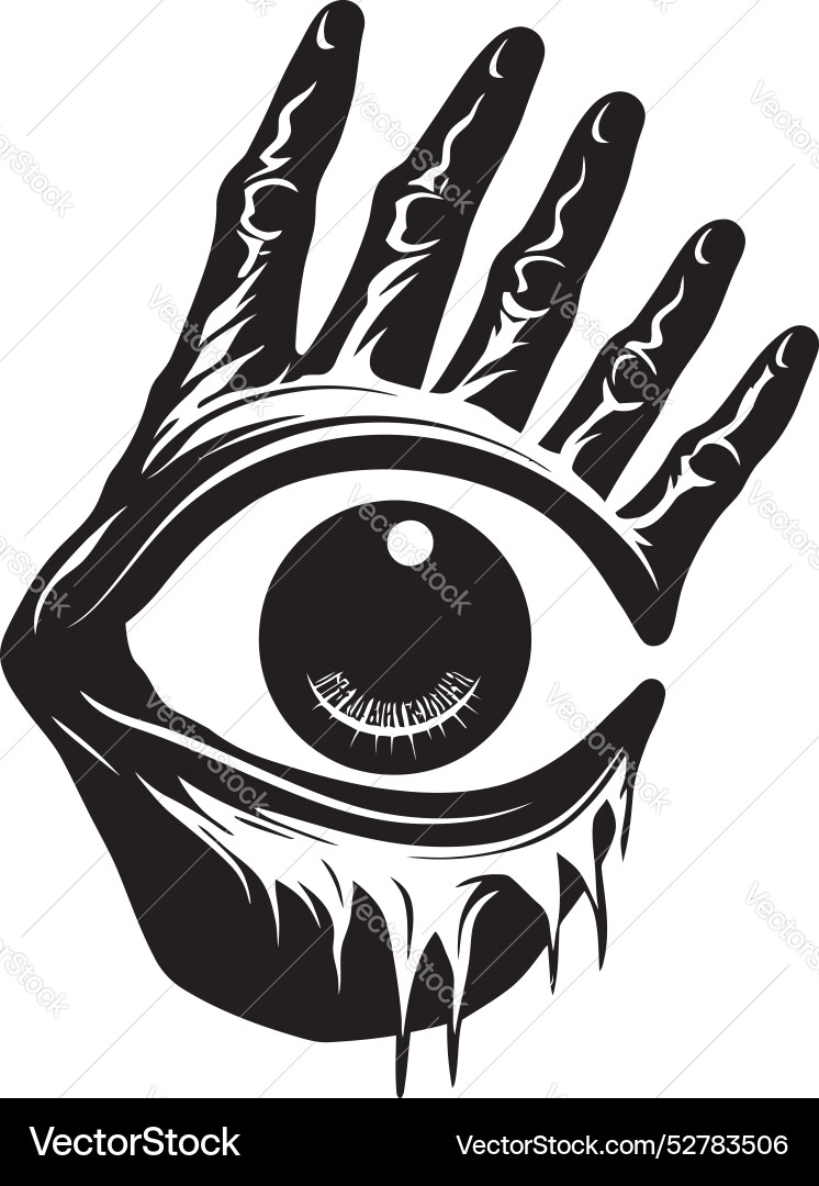 Wicked watcher demon hand and eyeball logo Vector Image