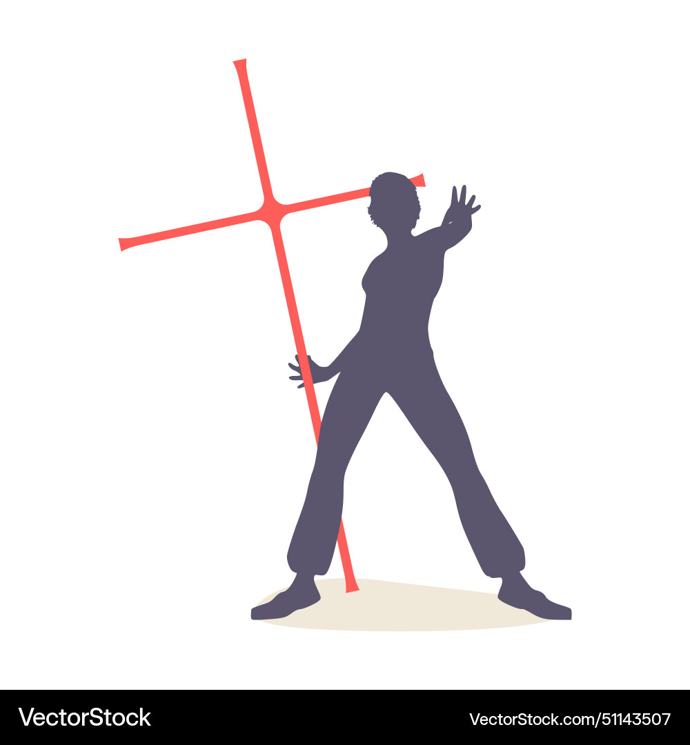 A young catholic female exorcist holds cross Vector Image