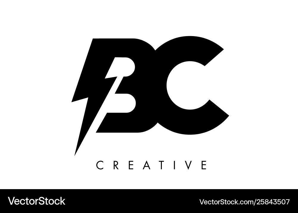 Bc Buchstaben-Logo-Design mit Licht Donnerbolzen Vektorbild