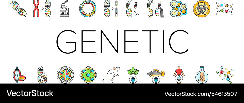 Genetic engineering crispr genome icons set Vector Image