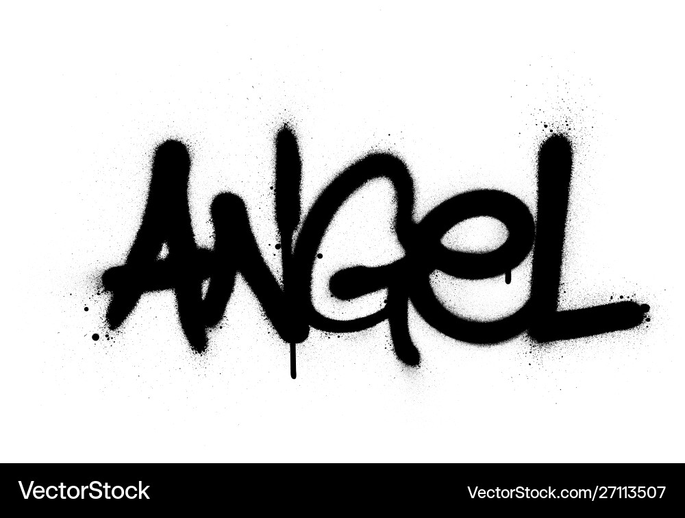 Graffiti angel word sprayed in black over white Vector Image