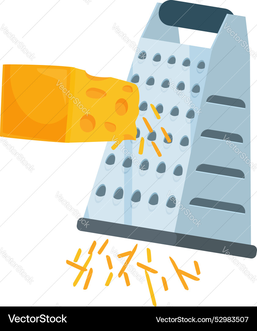 Grating cheese block with metal grater kitchen Vector Image