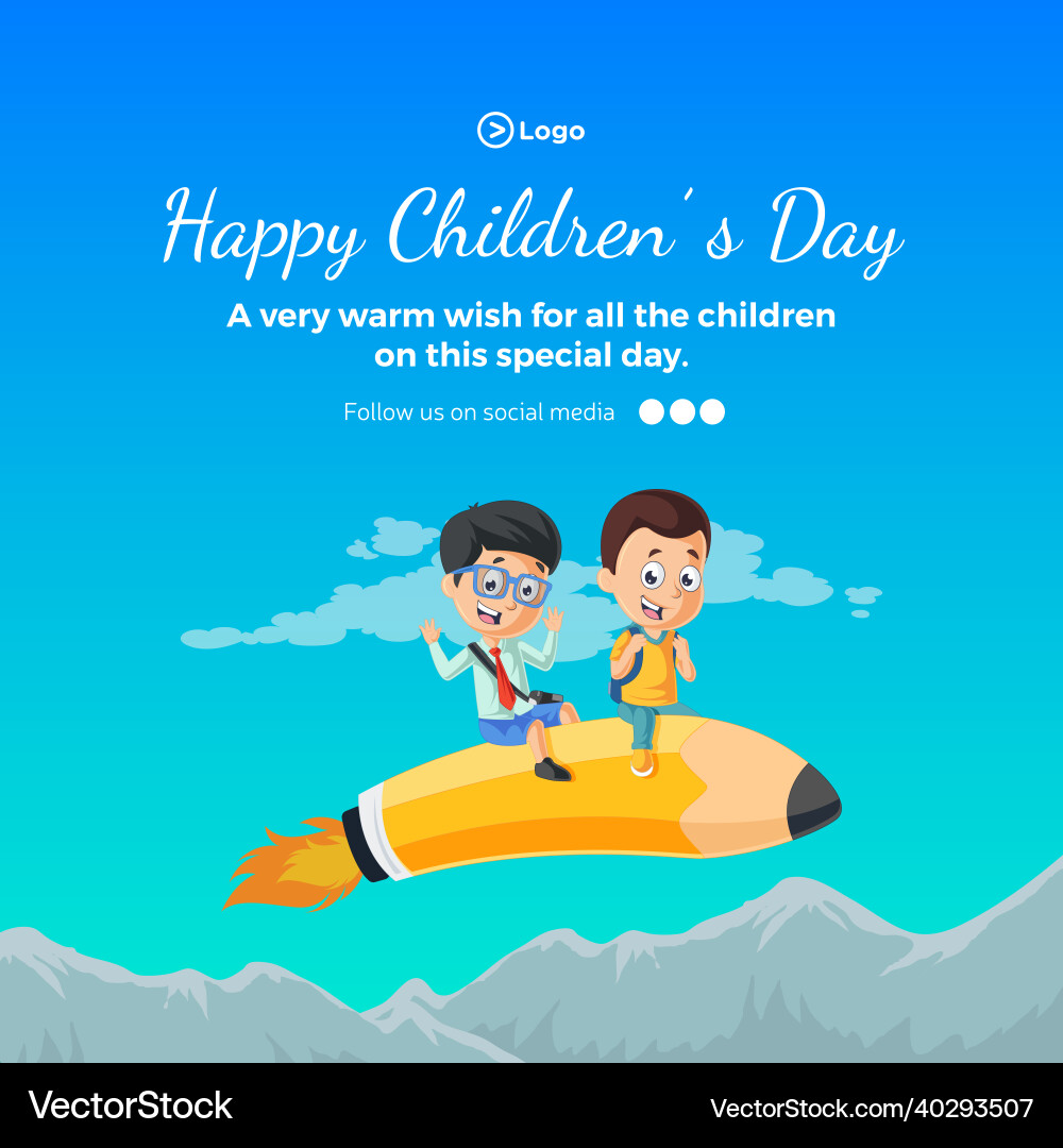 Happy children day banner design Royalty Free Vector Image