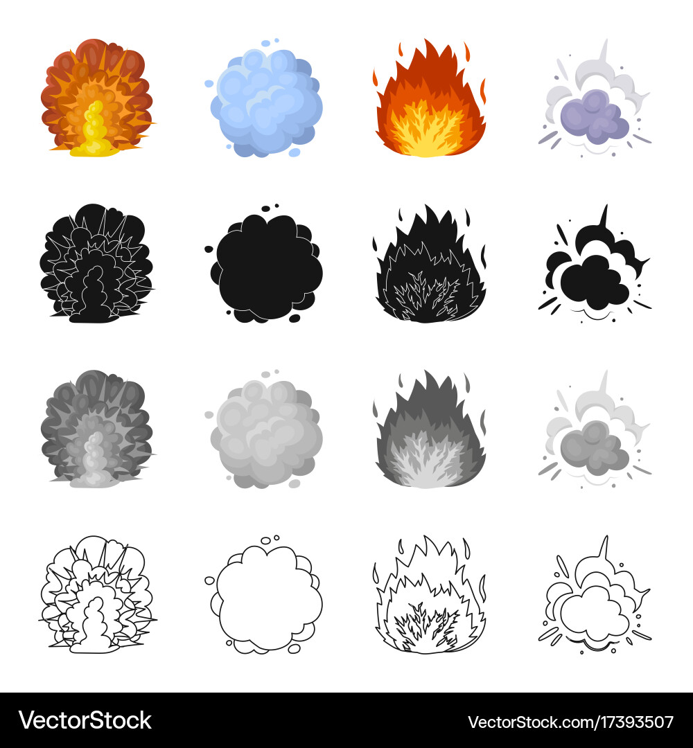 Nuclear explosion flash flame various types Vector Image