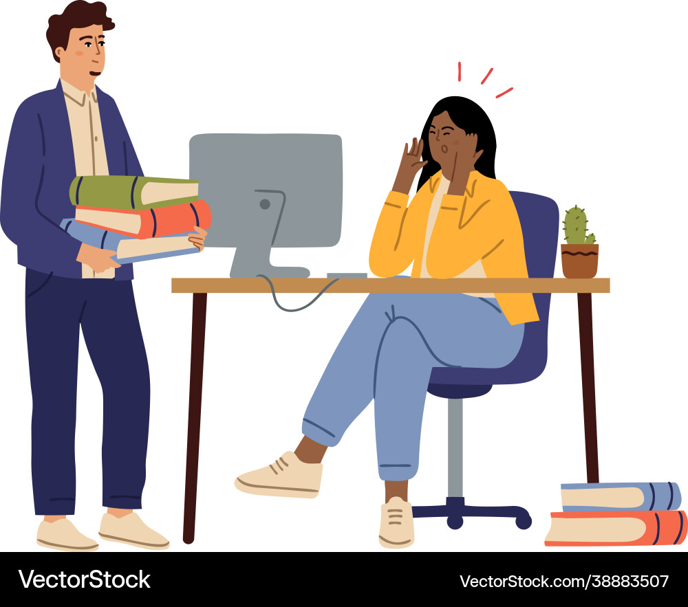 Office workers tired woman overworking managers Vector Image