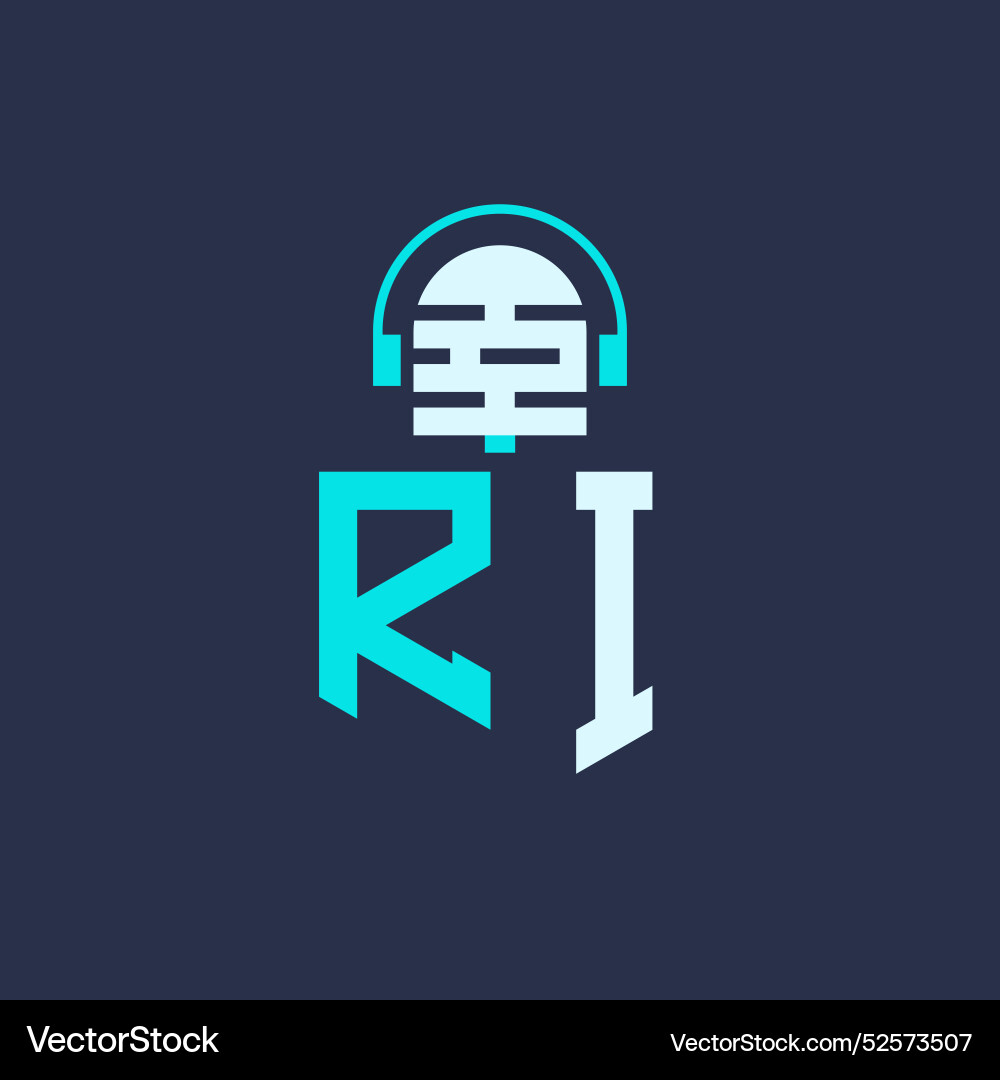 Ri microphone logo design for audio music Vector Image