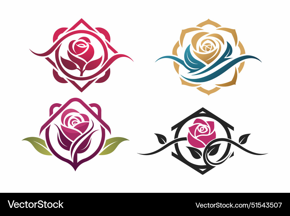 Rose flower logo designs beauty and elegance Vector Image