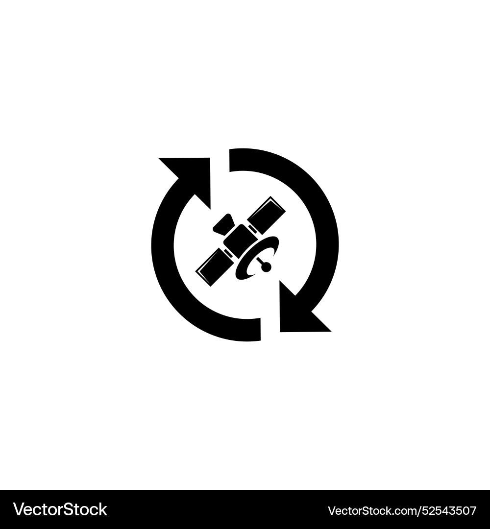 Satellite icon encircled by directional arrows Vector Image