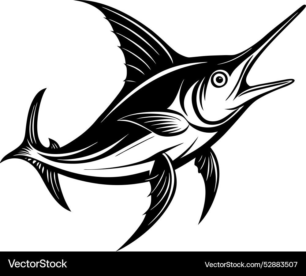 Swordfish silhouette black Royalty Free Vector Image