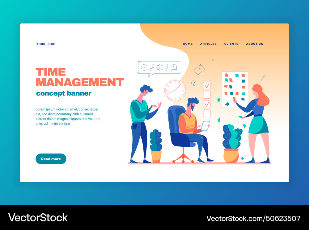 Time management concept banner Royalty Free Vector Image