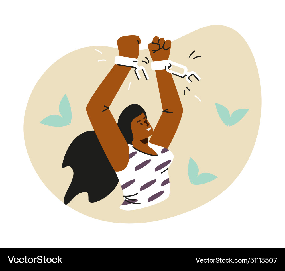 Woman breaking free Royalty Free Vector Image - VectorStock