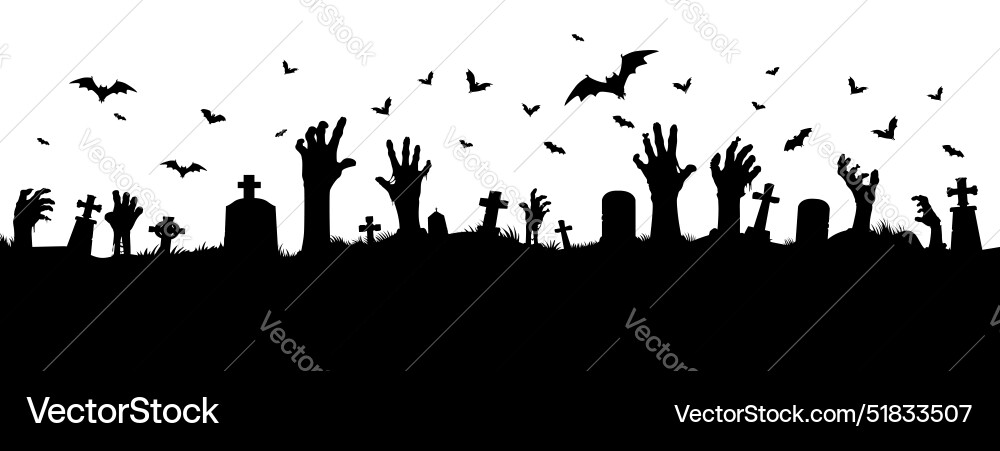 Zombie Hands Graveyard Halloween Royalty Free Vector Image