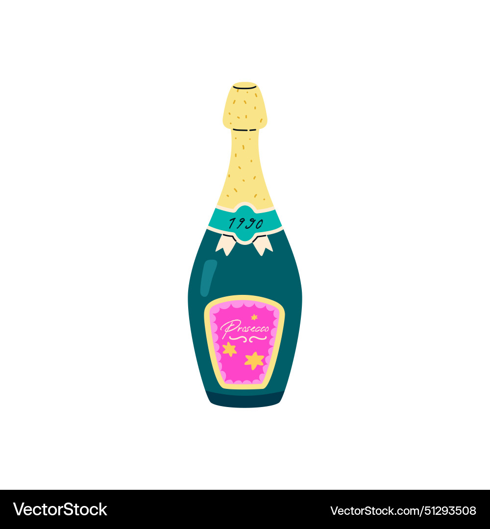 A bottle of prosecco wine Royalty Free Vector Image