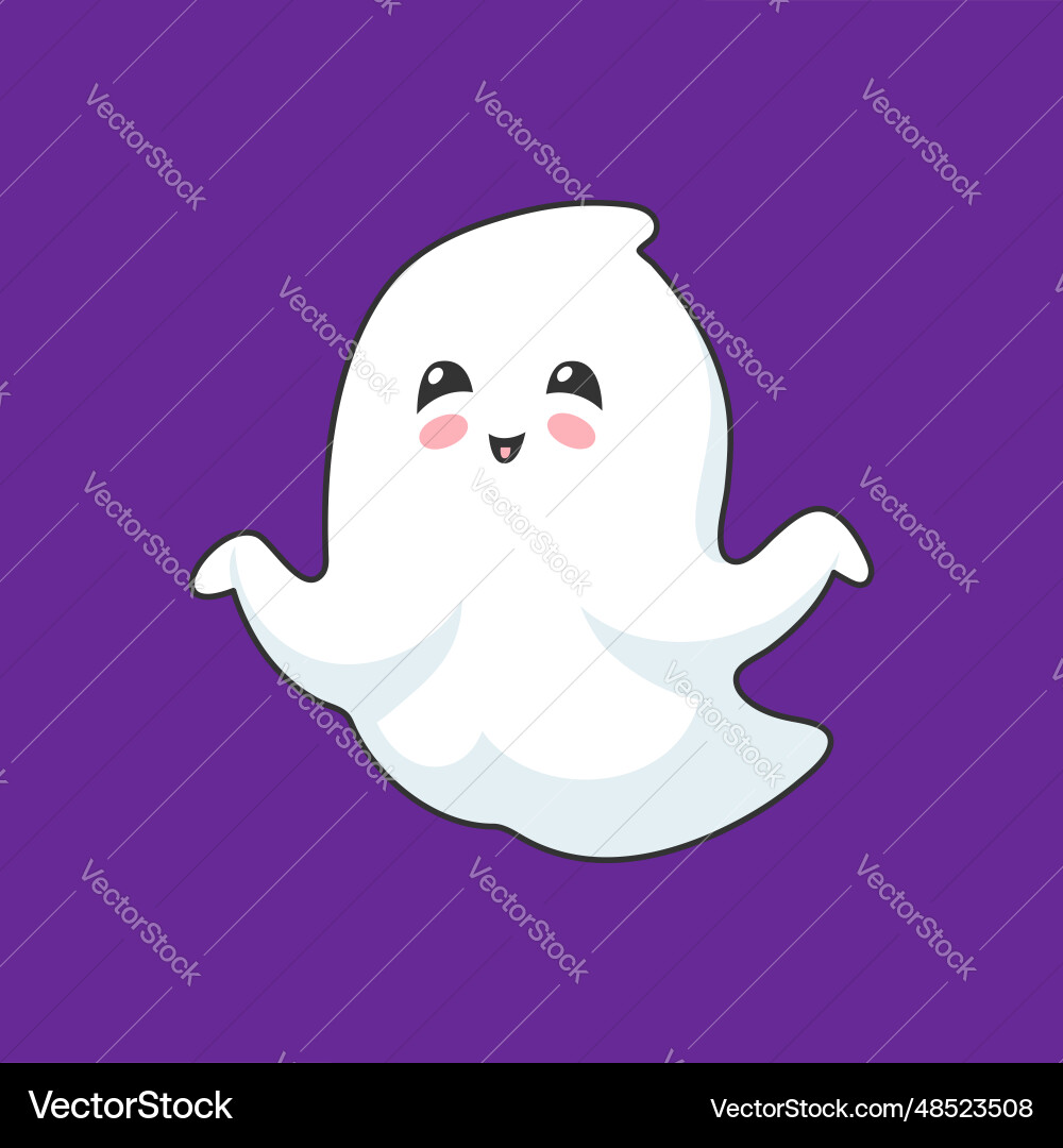 Cartoon kawaii halloween ghost character flying Vector Image