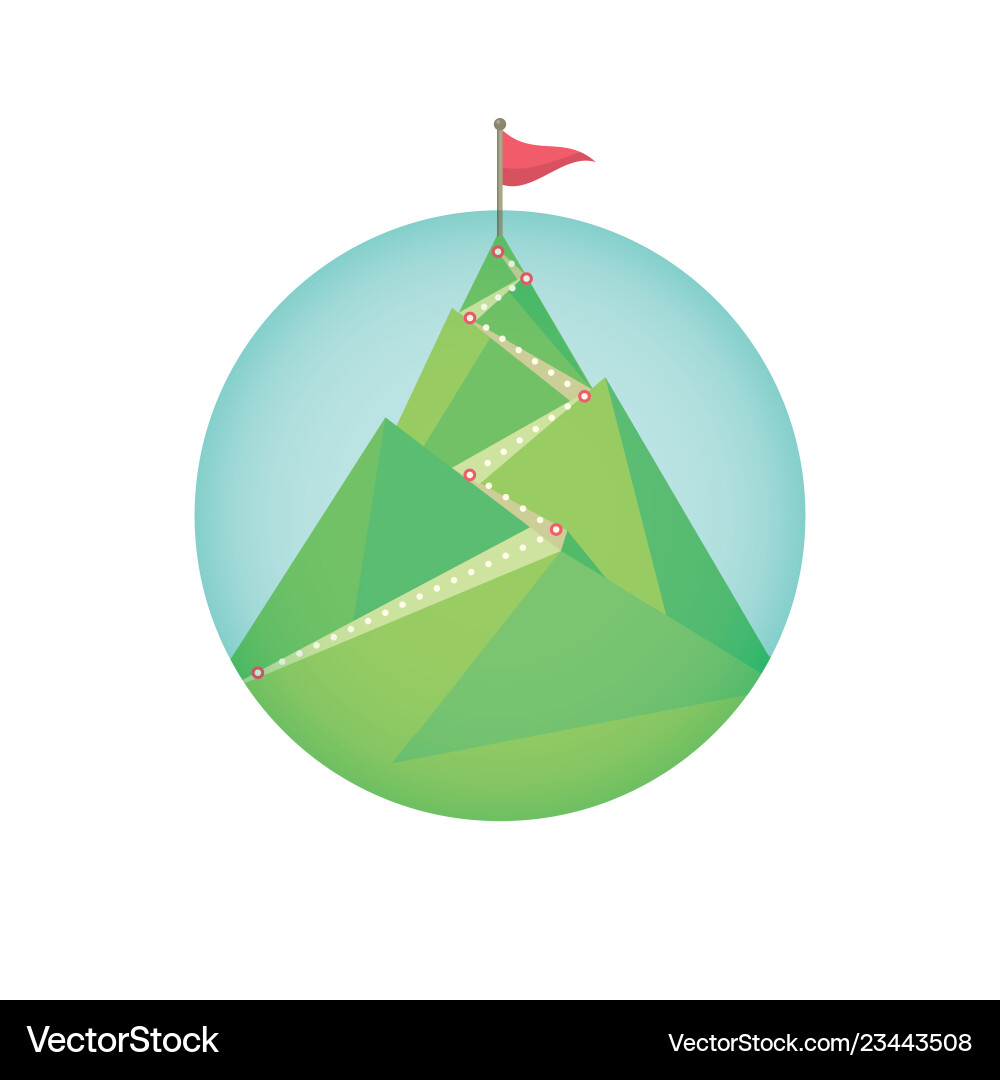 Flag on the mountain peak Royalty Free Vector Image