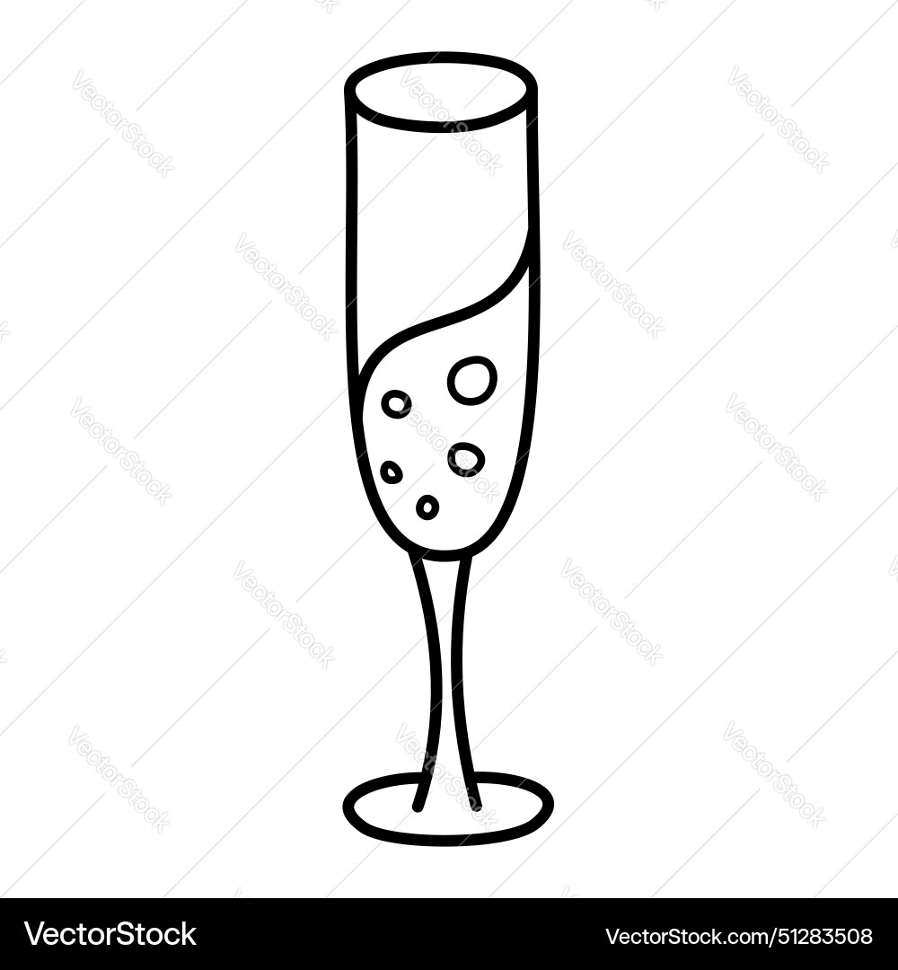Isolated hand drawn doodle champagne glass Vector Image