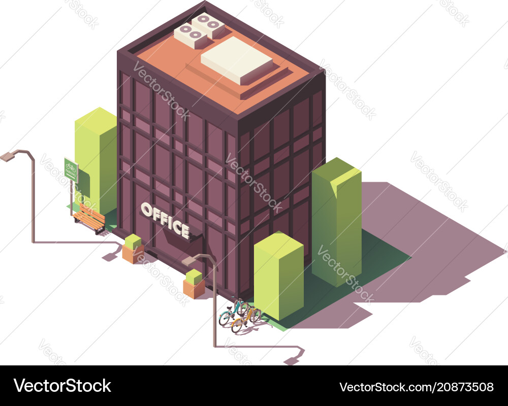 Isometric Office Building with Bike Rack Vector Image