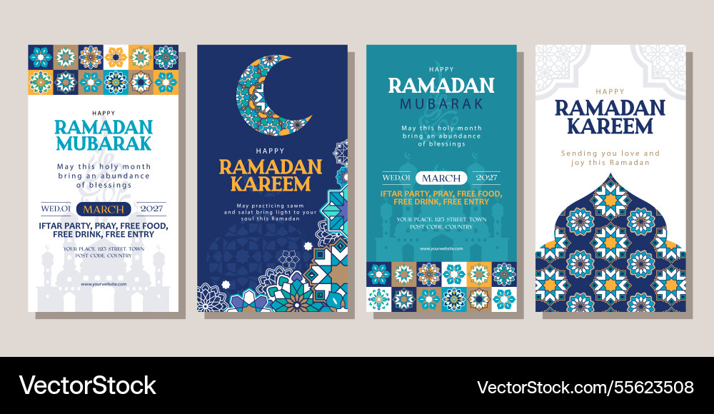 Ramadan Poster Backgrounds - Festive Collection Vector Image