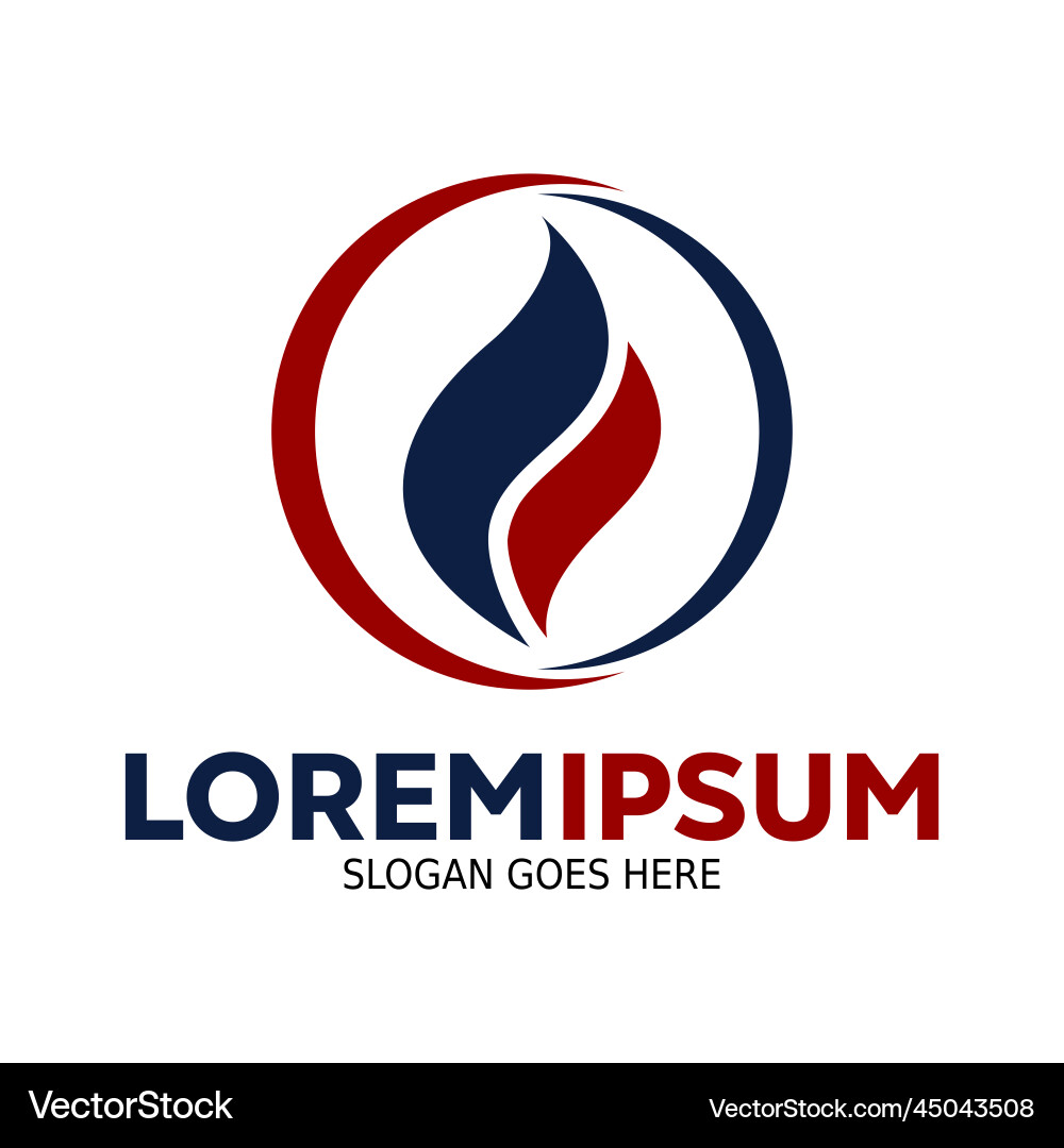 Red and blue fire flame logo design Royalty Free Vector