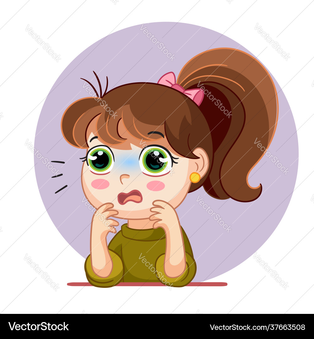 Scared Girl Face Royalty Free Vector Image - VectorStock