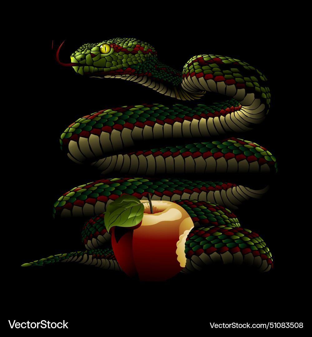 Snake with edens apple Royalty Free Vector Image