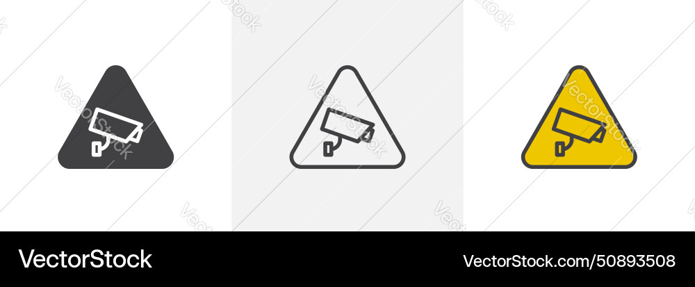 Video surveillance sign icon set monitored area Vector Image