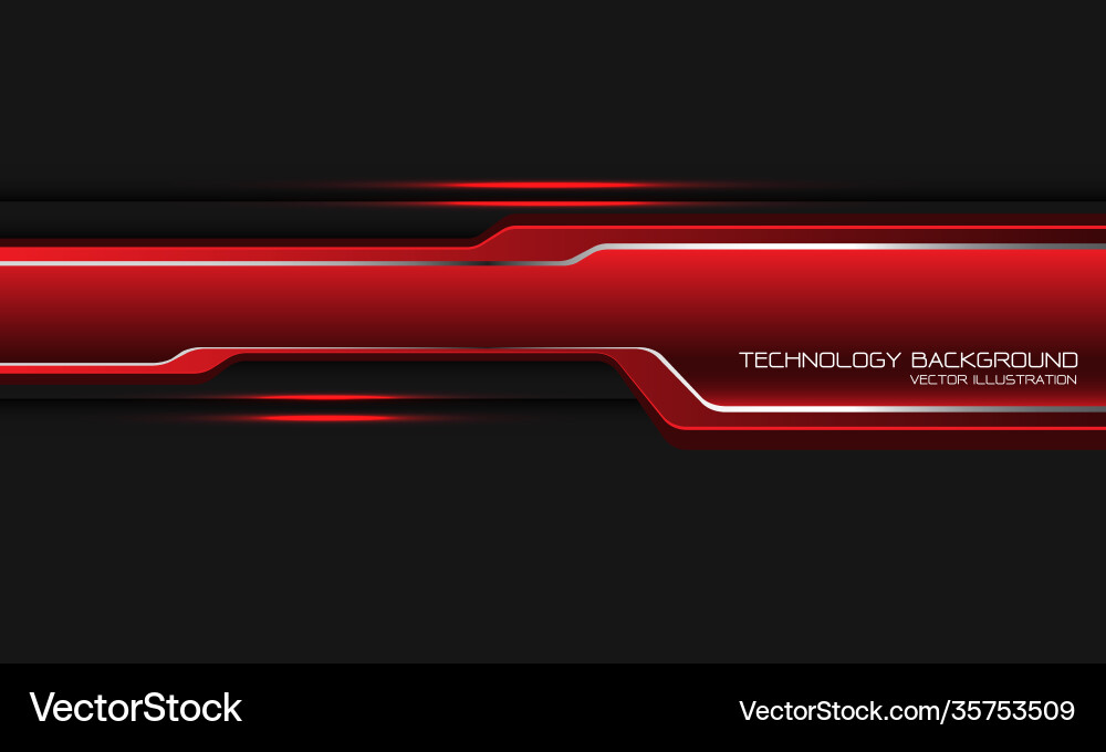 Abstract red cyber label silver line on grey Vector Image