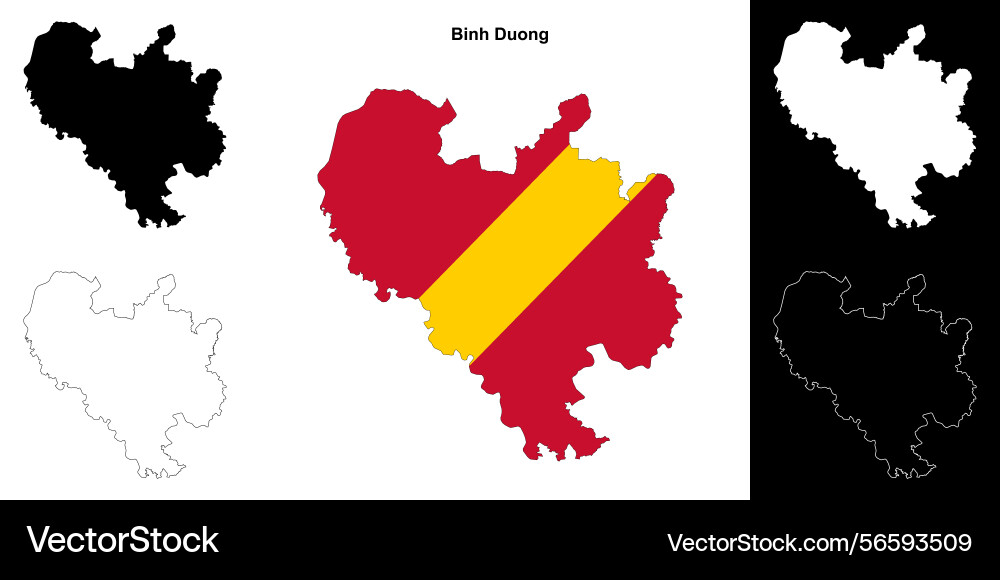 Binh duong outline map Royalty Free Vector Image