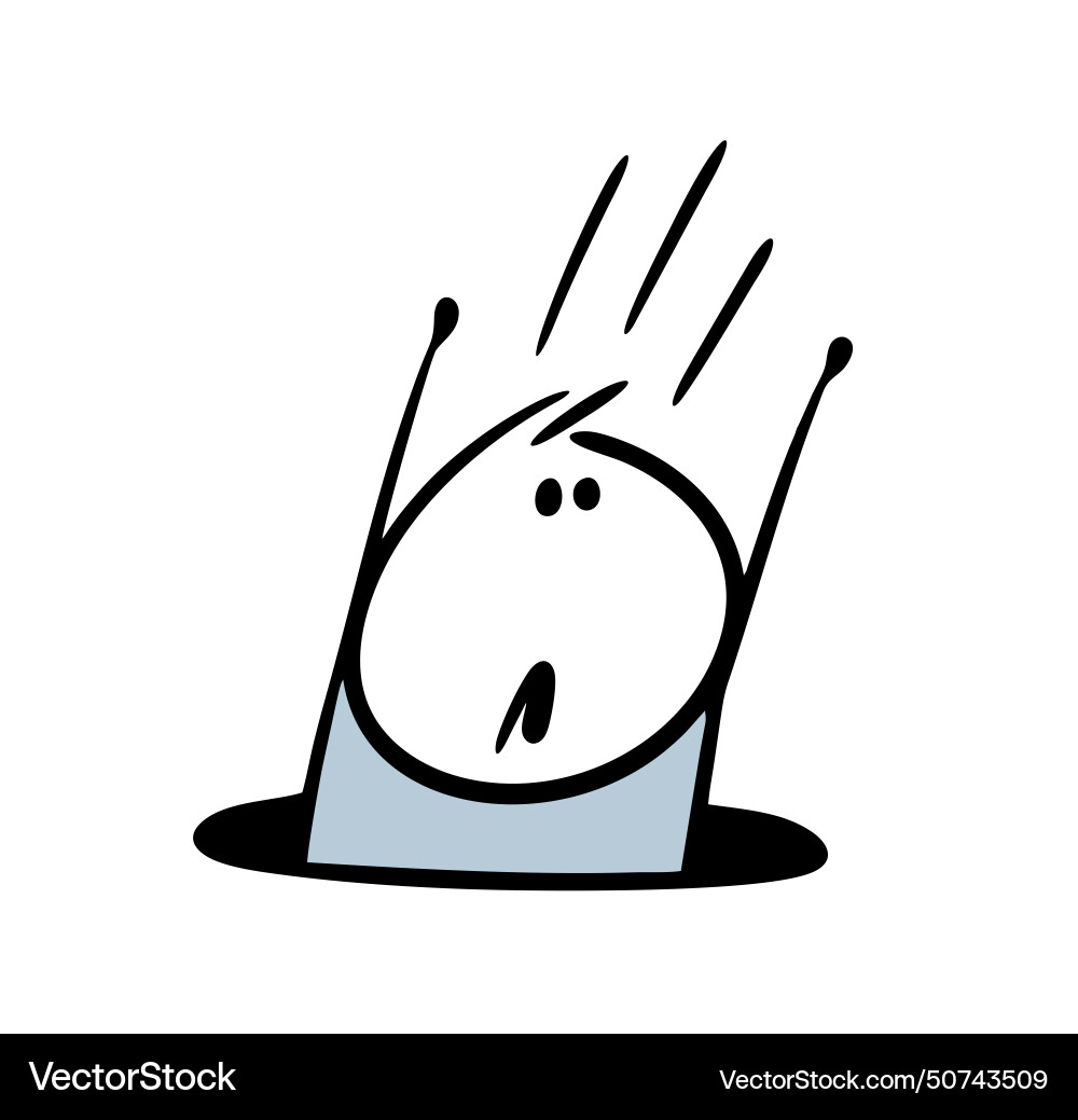 Cartoon stickman fell into a black hole Royalty Free Vector