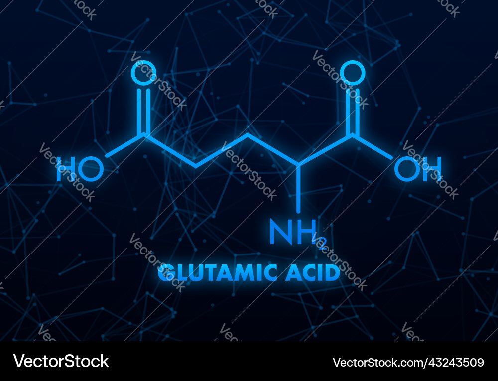 Chemical structure of glutamic acid formula icon Vector Image