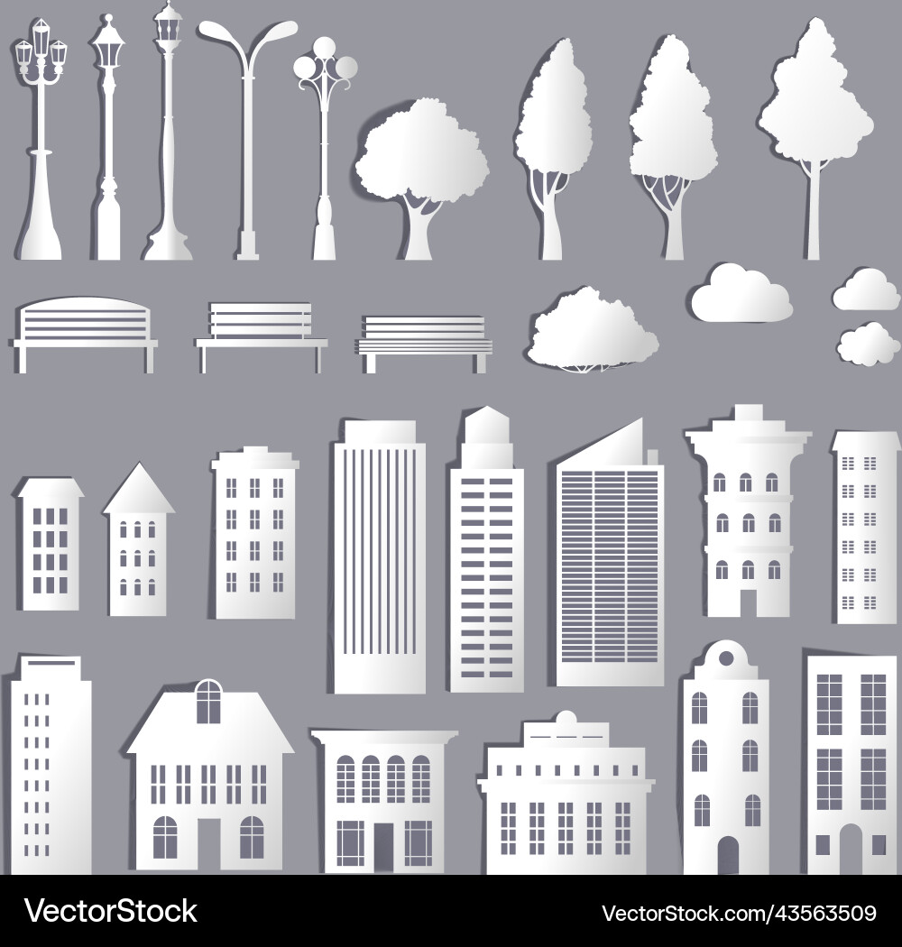 City infrastructure and architecture park items Vector Image