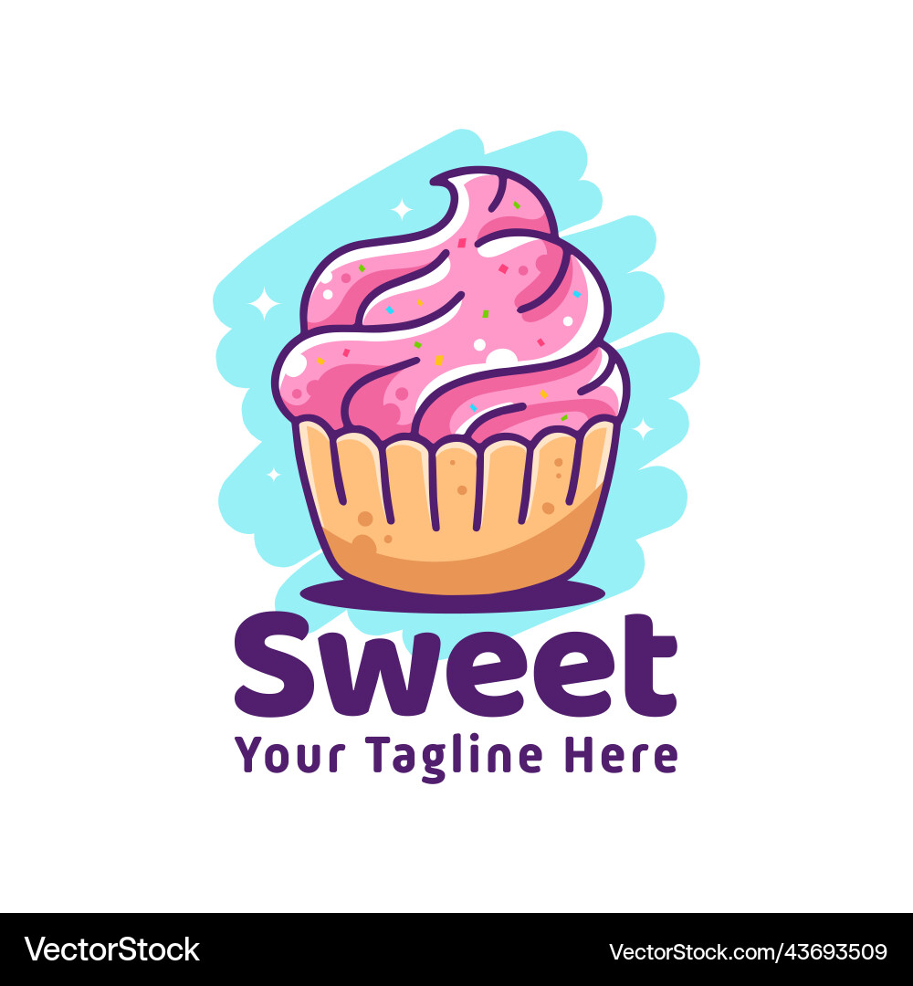Cute cupcake cartoon logo Royalty Free Vector Image