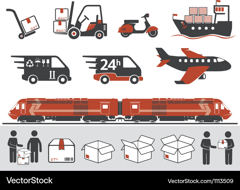 Delivery and Transportation Symbols Royalty Free Vector