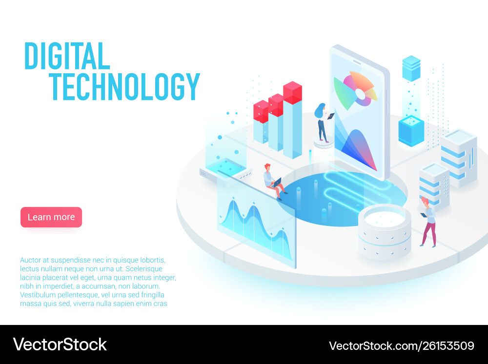 Digital and internet technology landing page Vector Image